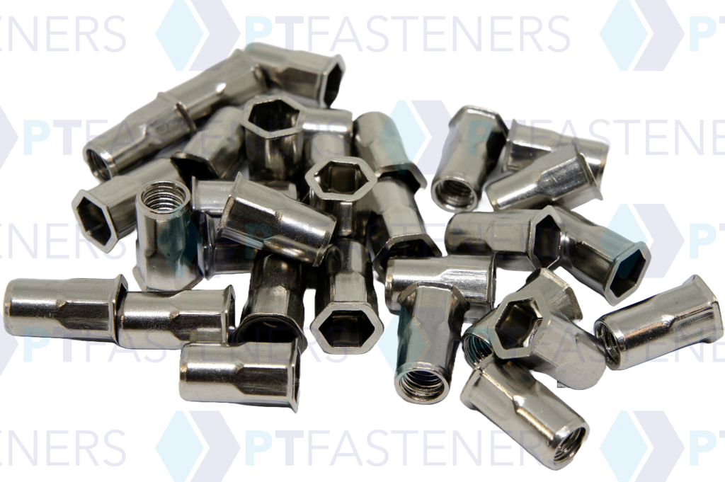 Rivnut / Stainless Steel / Reduced Head / Half Hex Body / M5 (100 pcs ...